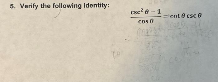 Solved 5. Verify the following identity: | Chegg.com