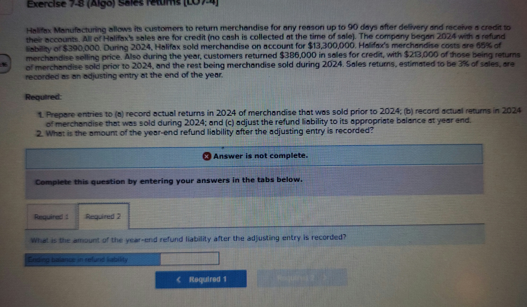 Solved Exercise 7-8 (Algo) ﻿Sales returns [L07-4]Holifox. | Chegg.com