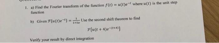 Solved 1. a) Find the Fourier transform of the function | Chegg.com
