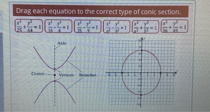 Solved Drag each equation to the correct type of conic | Chegg.com