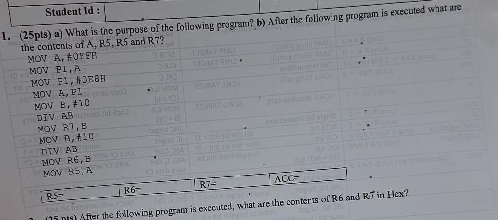 Solved Student Id :(25pts) ﻿a) ﻿What is the purpose of the | Chegg.com