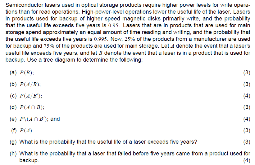 Solved Semiconductor lasers used in optical storage products | Chegg.com