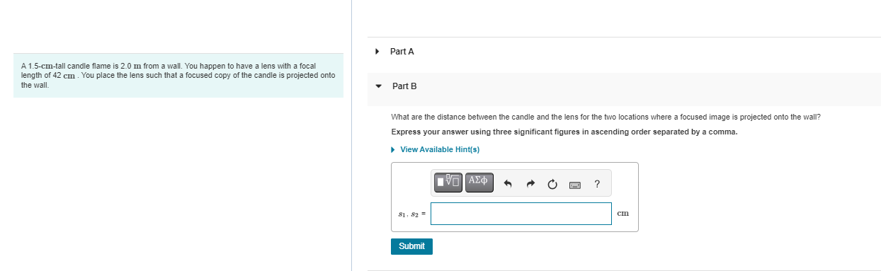 Solved A 1.5-cm-tall candle flame is 2.0m ﻿from a wall. You | Chegg.com