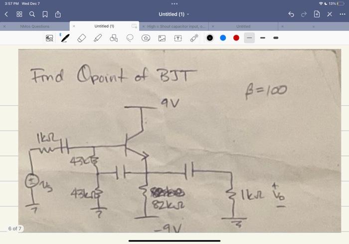 Solved Find Qpoint of BJT | Chegg.com