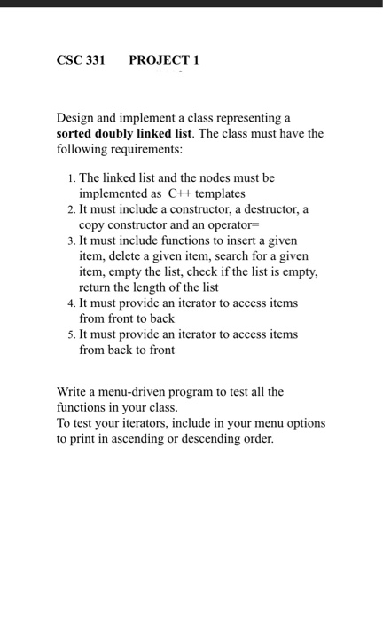 Solved SORTED DOUBLY LINKED LIST PROGRAM-Make sure that the | Chegg.com