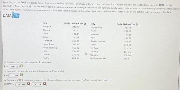 Solved According to the 2017 Corporate Travel Index compiled | Chegg.com