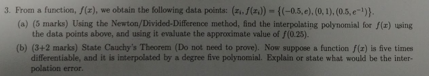 Solved From a function, f(x), ﻿we obtain the following data | Chegg.com