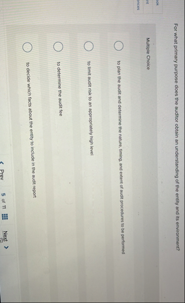 Solved For what primary purpose does the auditor obtain an | Chegg.com