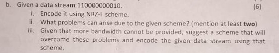 Solved b. ﻿Given a data stream 110000000010 .i. ﻿Encode it | Chegg.com