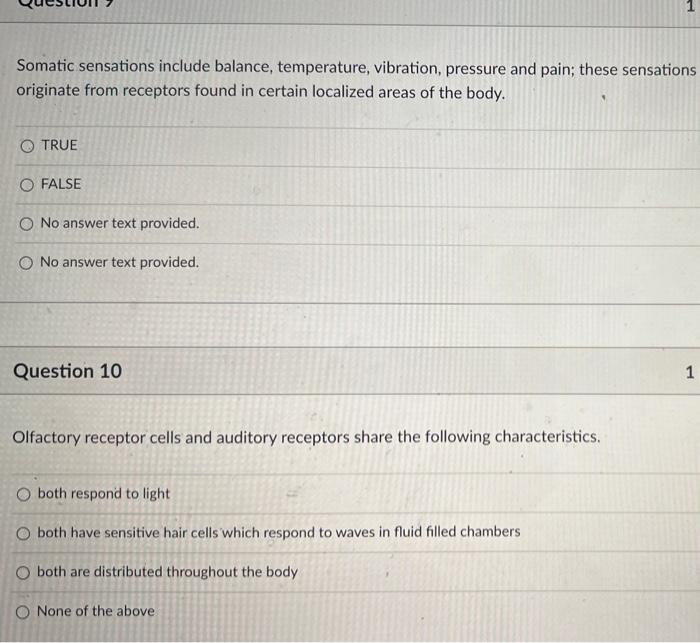 Solved Somatic sensations include balance, temperature, | Chegg.com