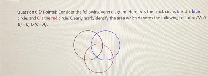Solved Question 6 (7 Points): Consider the following Venn | Chegg.com