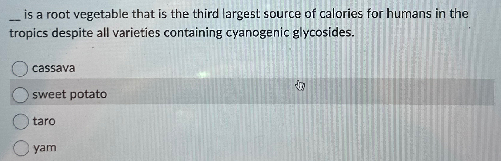 Solved q, ﻿is a root vegetable that is the third largest | Chegg.com