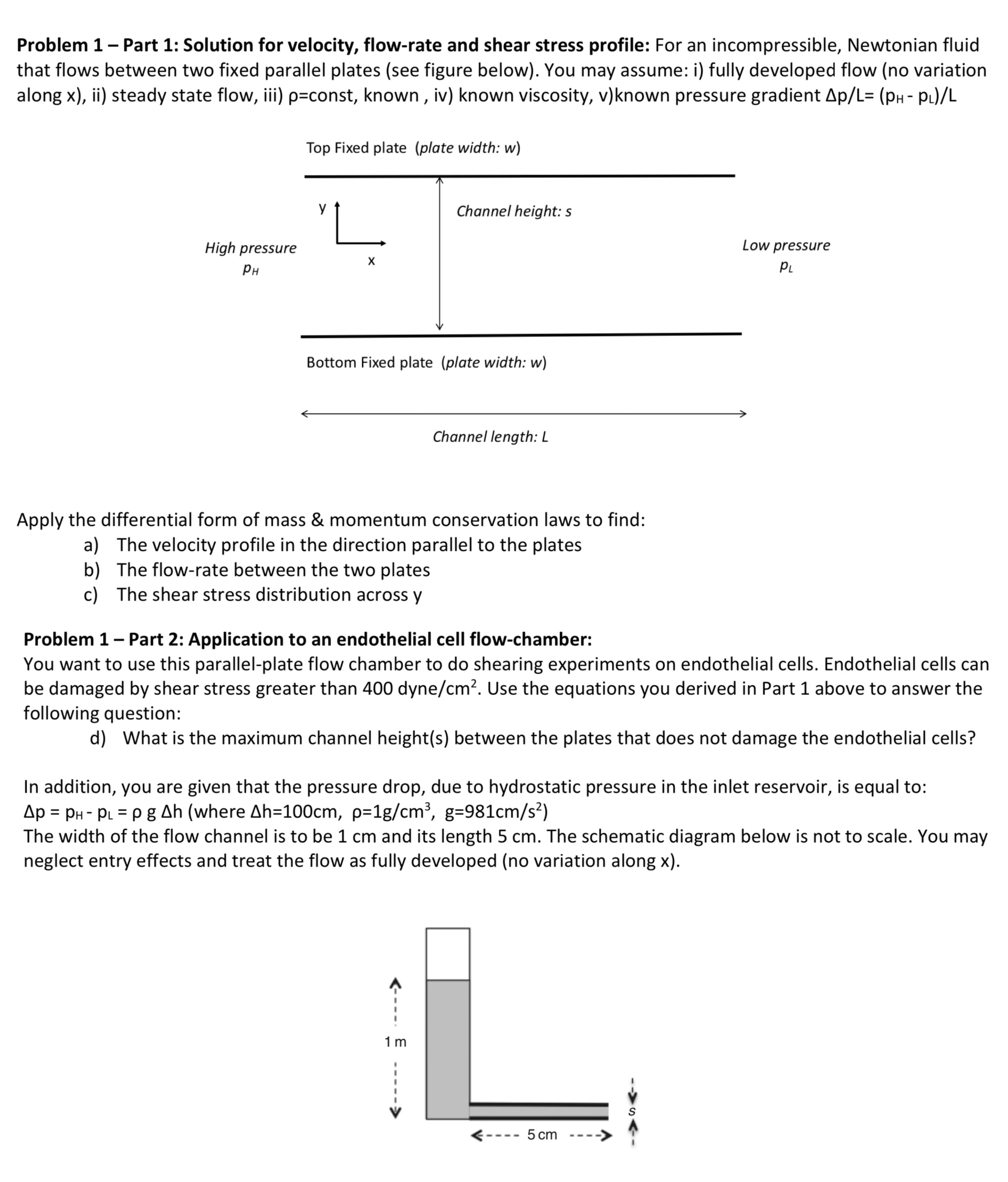 Solved Problem 1 - ﻿Part 1: Solution for velocity, flow-rate | Chegg.com