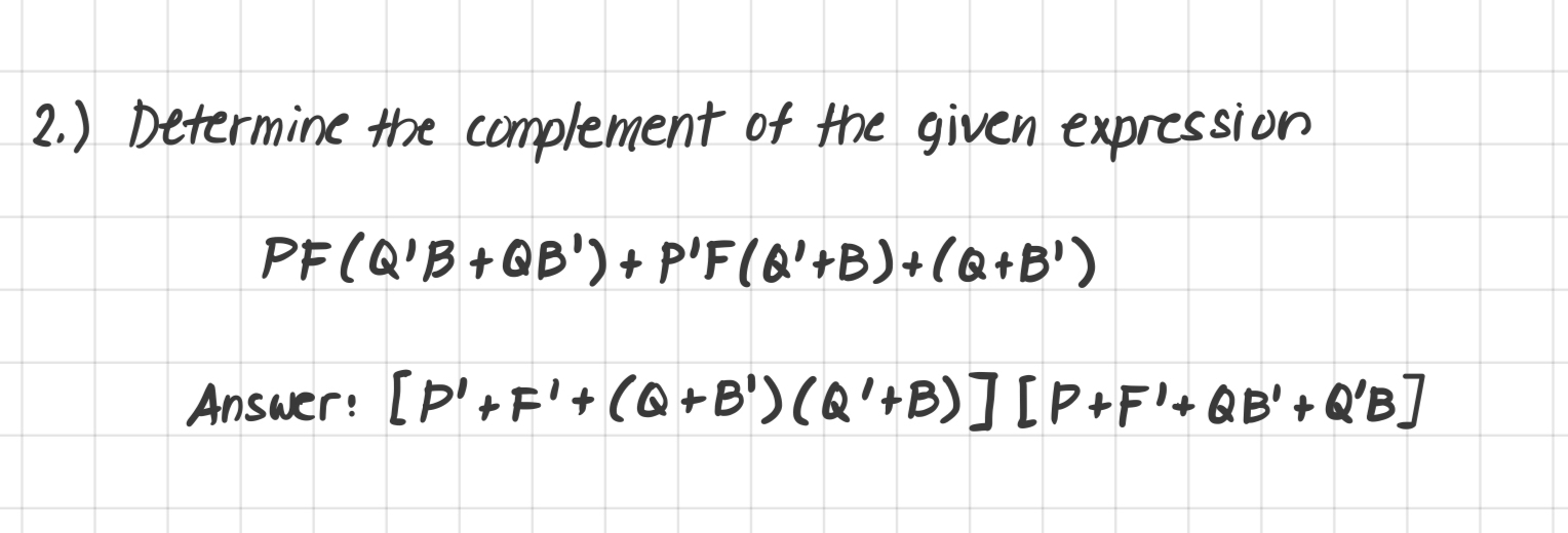 2.) ﻿Determine the complement of the given | Chegg.com