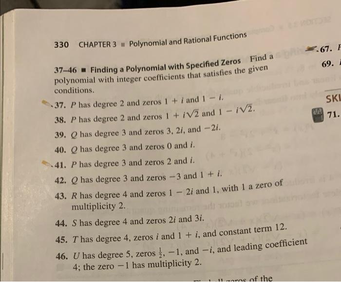 Solved 330 CHAPTER 3 = Polynomial and Rational Functions | Chegg.com
