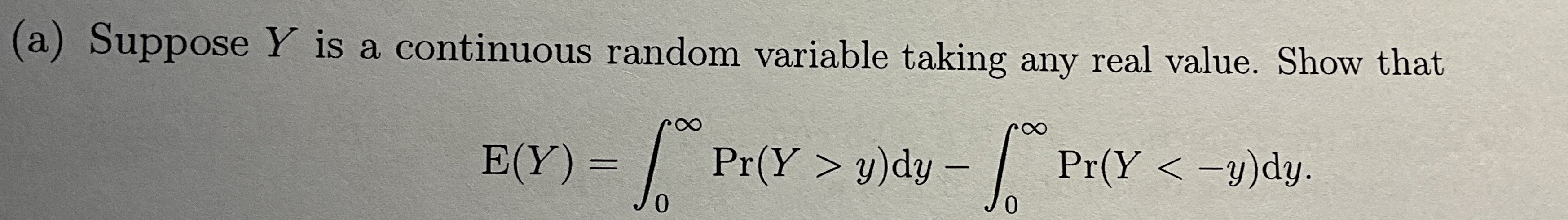 Solved (a) ﻿Suppose Y ﻿is a continuous random variable | Chegg.com