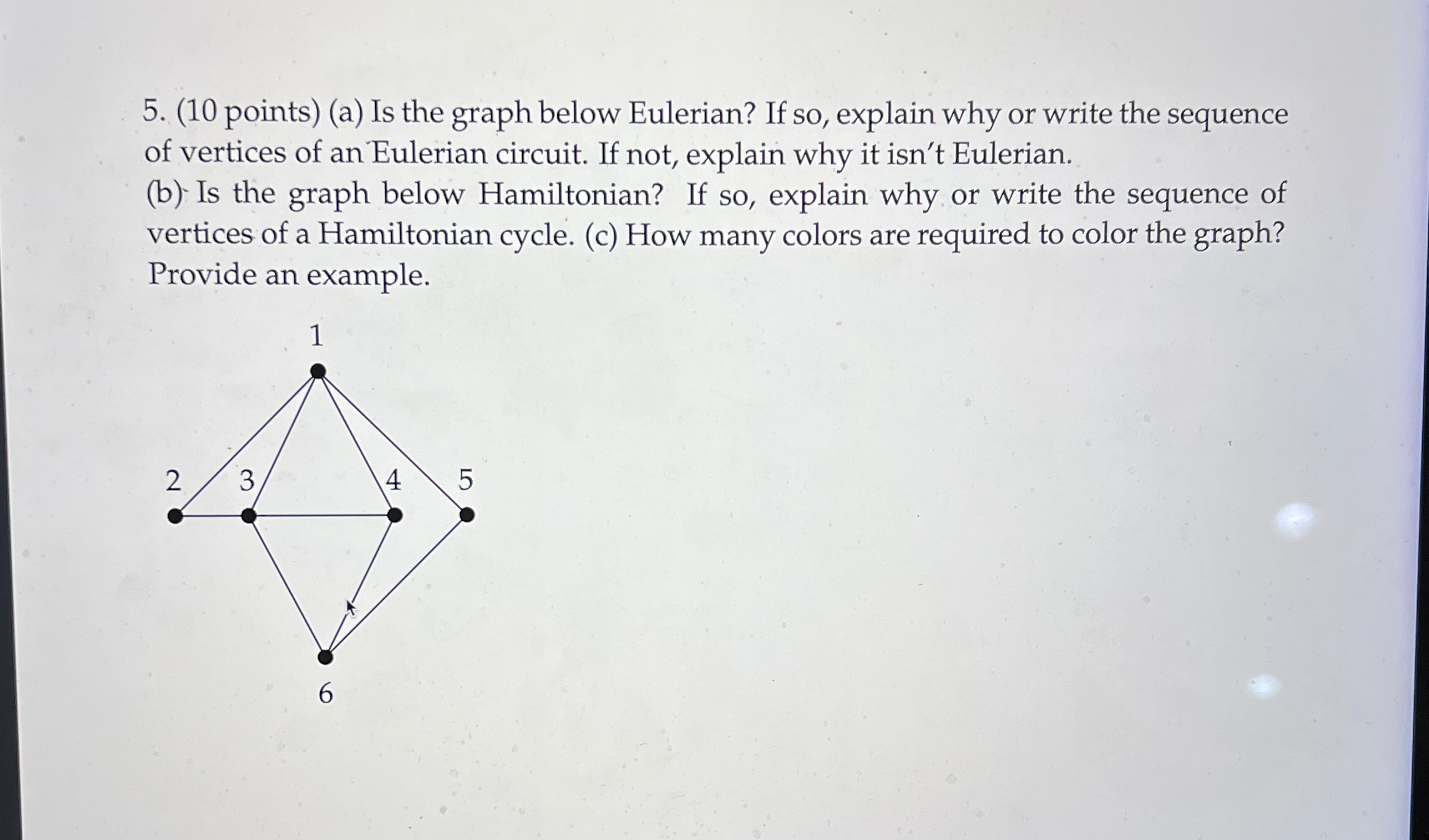 Solved (10 ﻿points) (a) ﻿Is the graph below Eulerian? If so, | Chegg.com