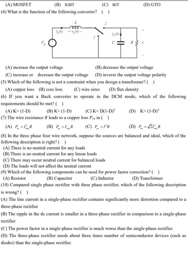 Solved (1) Which of the following symbols is an IGBT? ( ) | Chegg.com