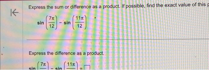 Solved Express the sum or difference as a product. If | Chegg.com