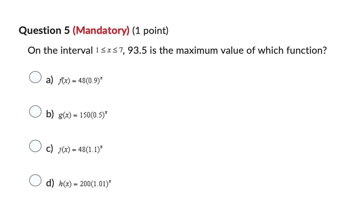 Solved Question 5 (Mandatory) (1 ﻿point)On ﻿the interval | Chegg.com