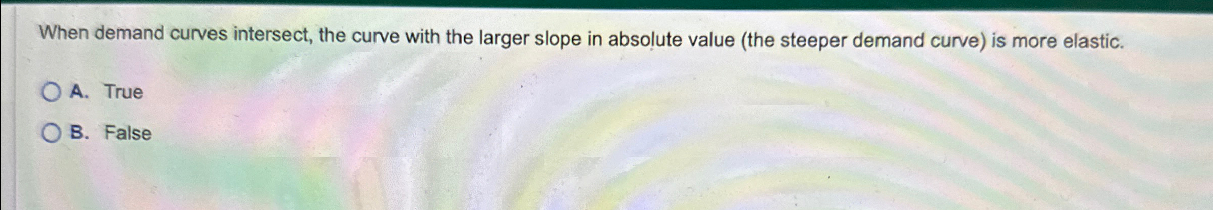 Solved When demand curves intersect, the curve with the | Chegg.com