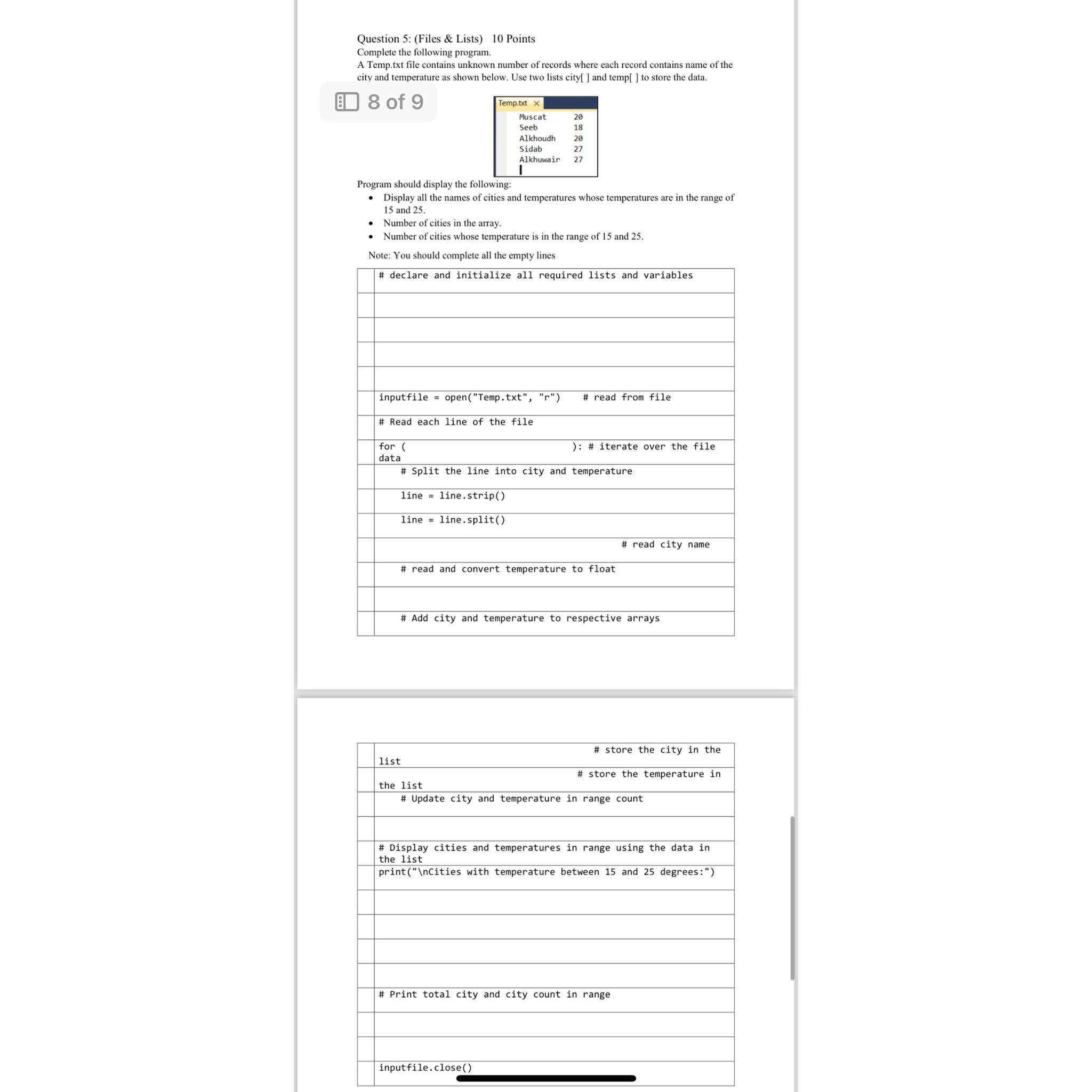 Solved Complete the program | Chegg.com