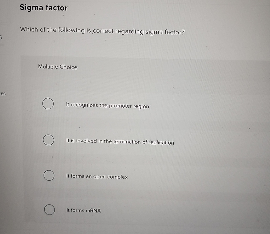Solved Sigma factorWhich of the following is correct | Chegg.com