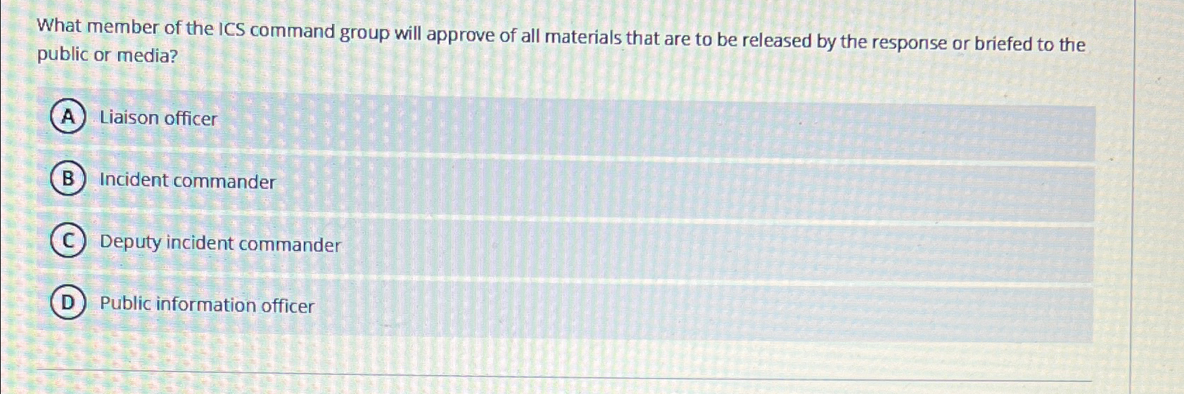 Solved What member of the ICS command group will approve of | Chegg.com