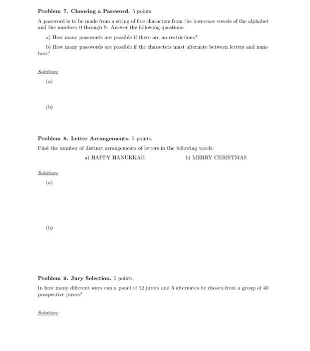 Solved Problem 7. Choosing a Password. 5 points. A password | Chegg.com