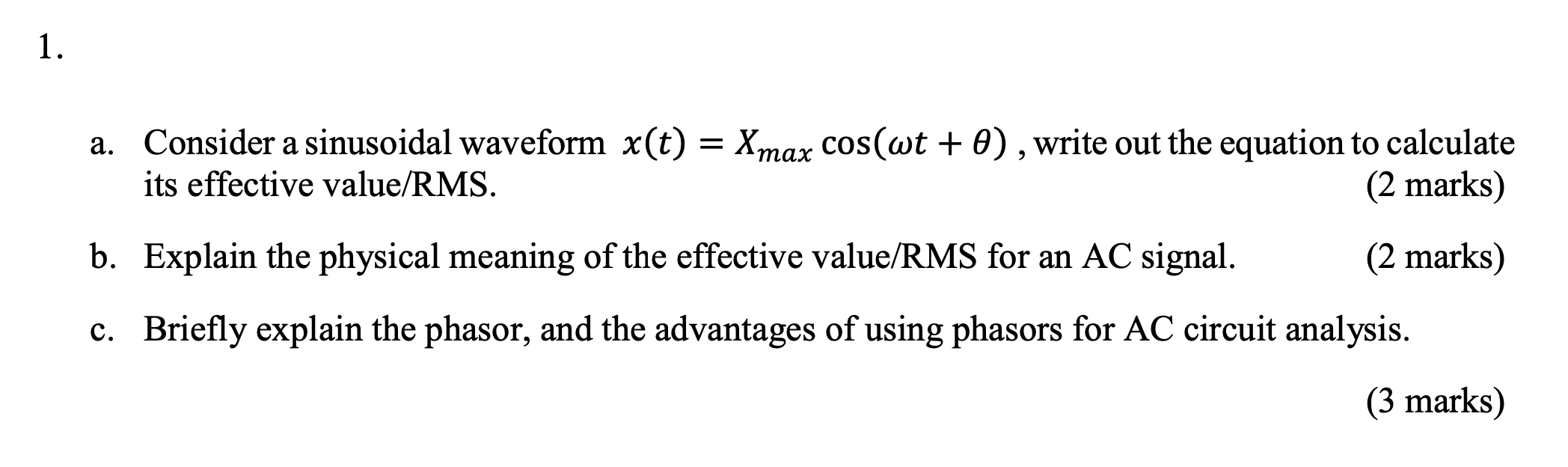 Solved a. ﻿Consider a sinusoidal waveform | Chegg.com