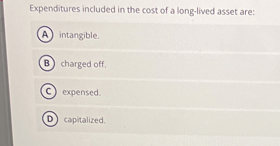 Solved Expenditures included in the cost of a long-lived | Chegg.com