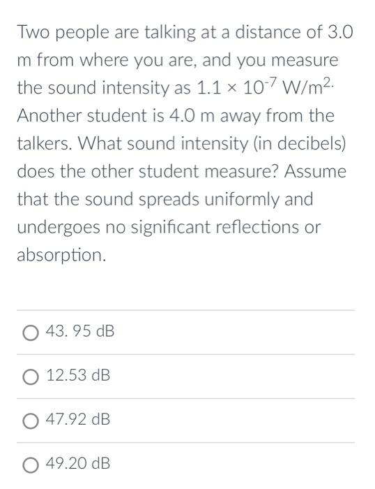 Solved Two people are talking at a distance of 3.0 m from | Chegg.com