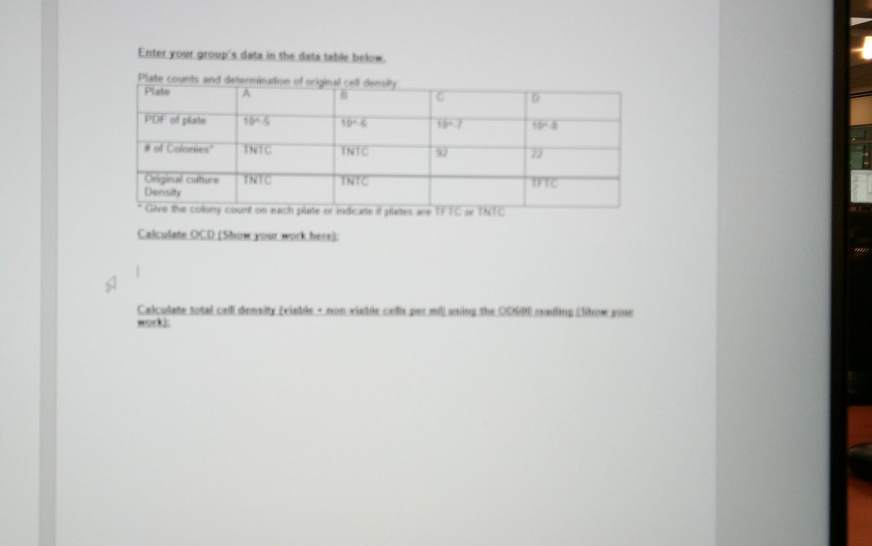 Enter your group's date in the dats talale bekow. | Chegg.com