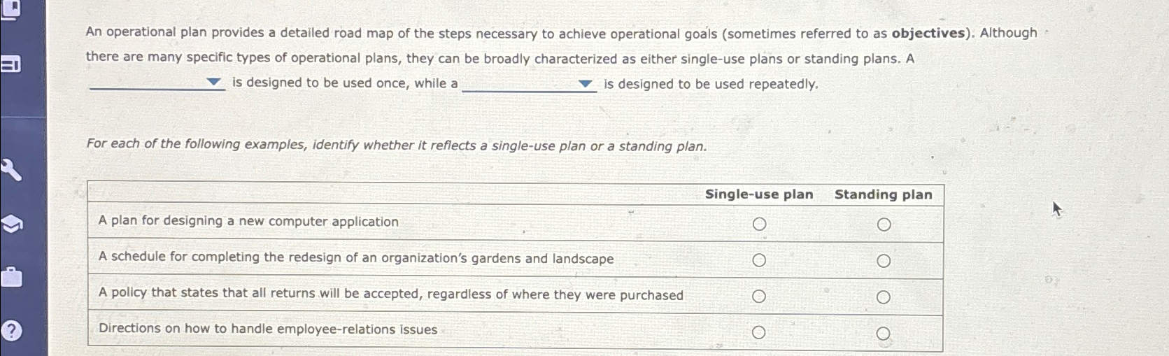 Solved An operational plan provides a detailed road map of | Chegg.com