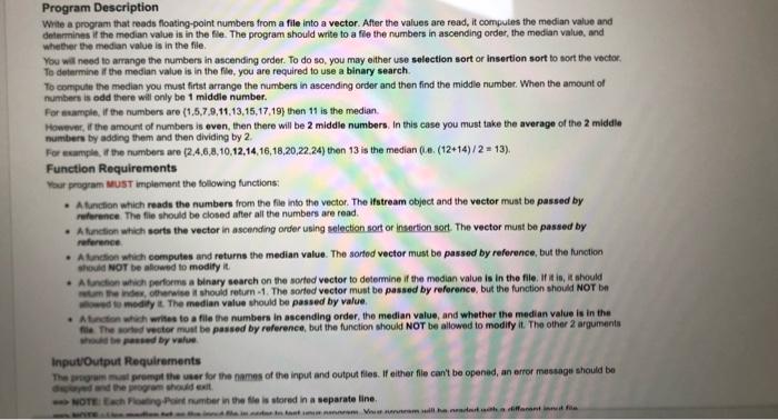Solved Program Description Write a program that reads | Chegg.com