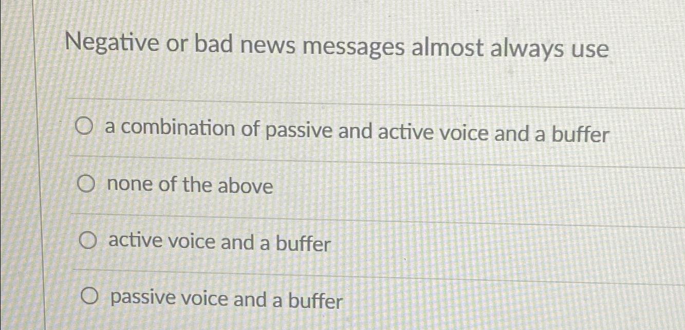 Negative or bad news messages almost always usea | Chegg.com