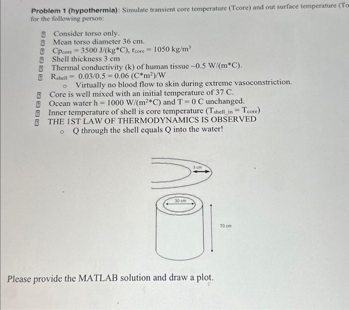 Solved Problem 1 Hypothermia Simulate Transient Core