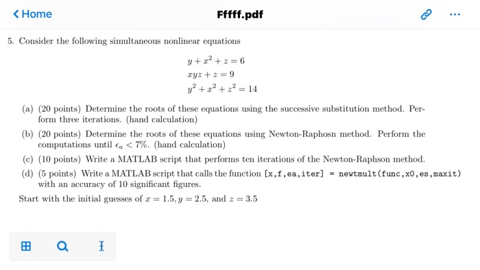 roots of nonlinear equations matlab