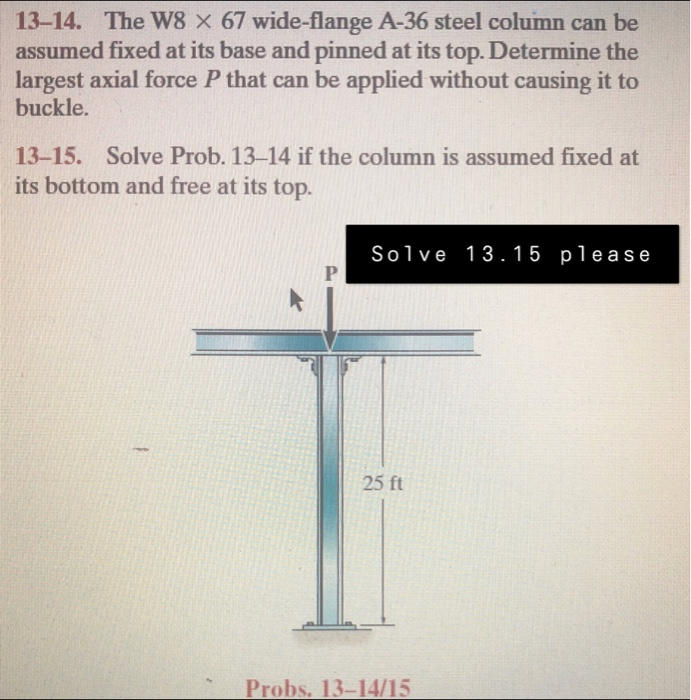 Solved 13-14. The W8 X 67 wide-flange A-36 steel column can | Chegg.com