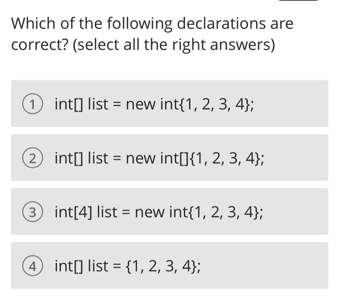 Solved Following Declarations Correct Select Right Answer