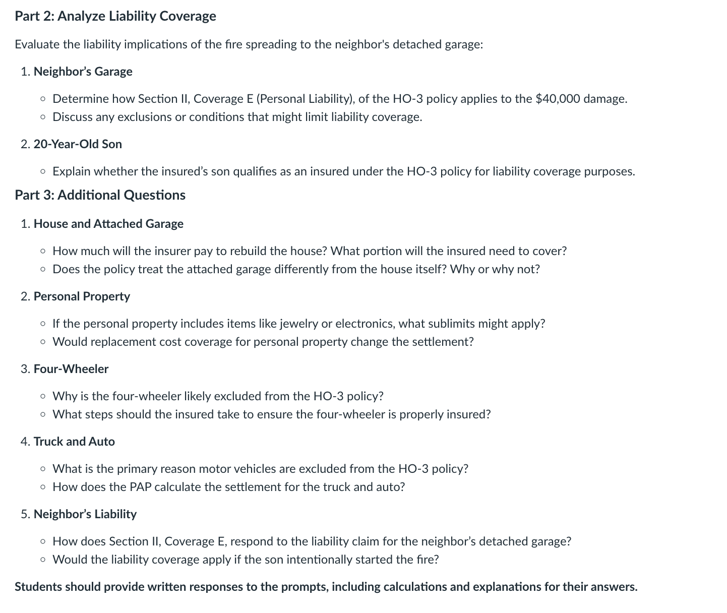 Solved Part 2: Analyze Liability Coverage Evaluate the | Chegg.com