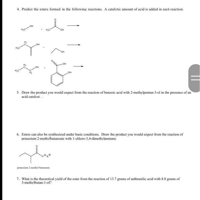 Solved 4. Predict the esters formed in the following | Chegg.com