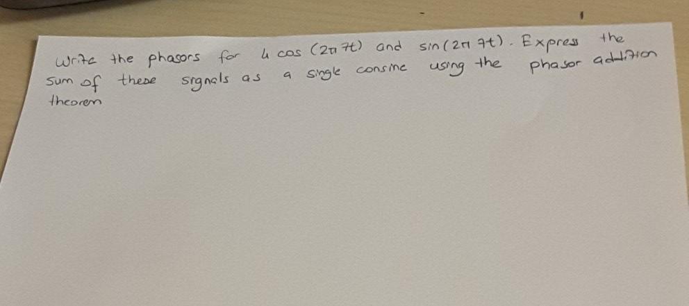 Solved the sin ( 261 90). Express Write the phasors for Sum | Chegg.com