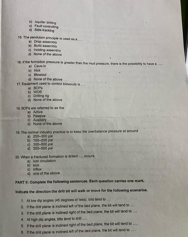 Solved b) ﻿Aquifer drillingc) ﻿Fault controllingd) | Chegg.com