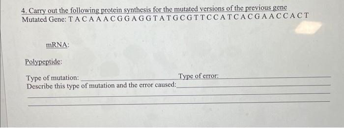 Solved Gene Expression and Mutations Activity 1. Carry out | Chegg.com