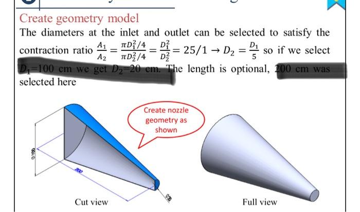 Solved ate geometry model diameters at the inlet and outlet | Chegg.com