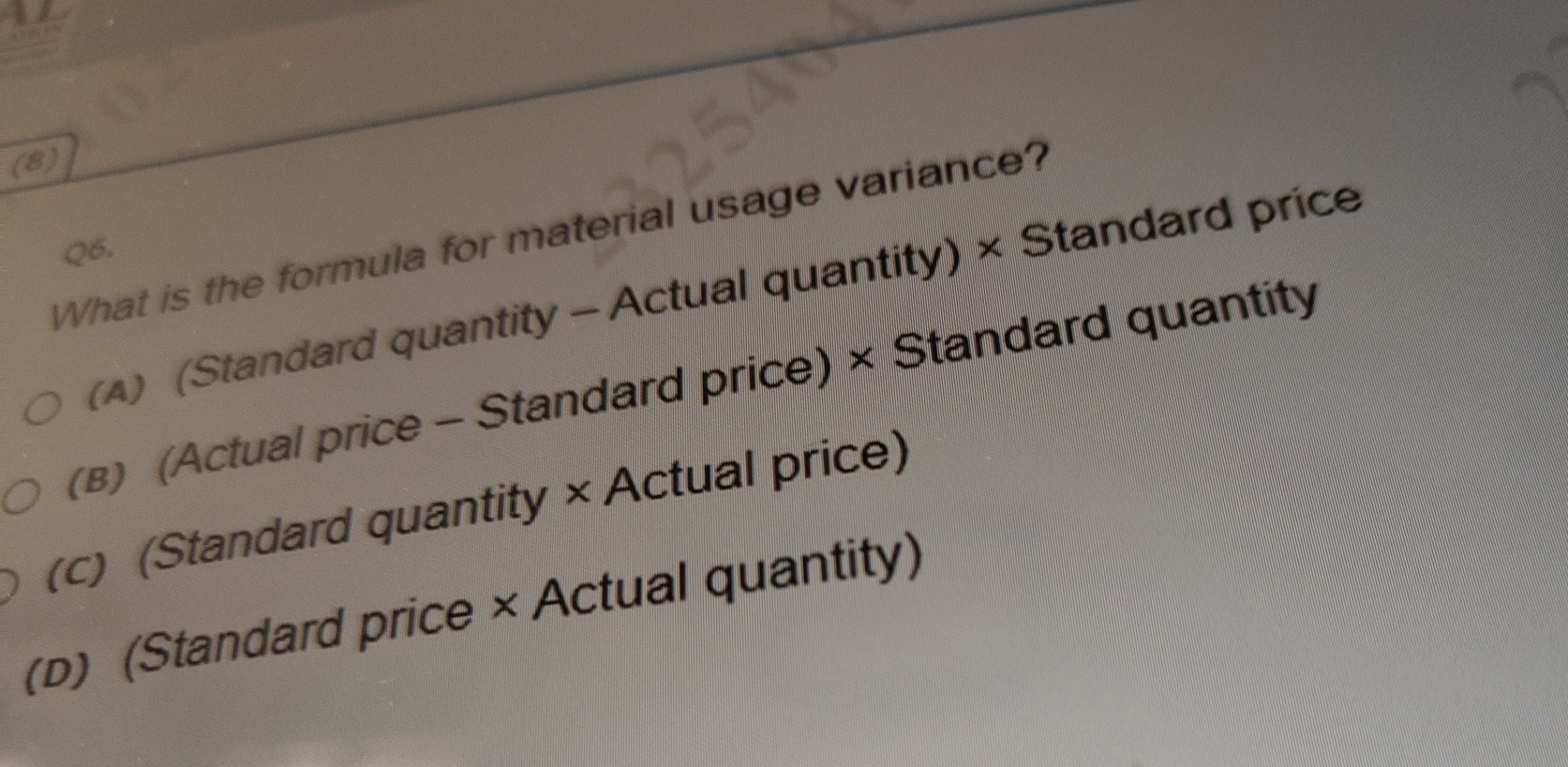 Solved What is the formula for material usage | Chegg.com
