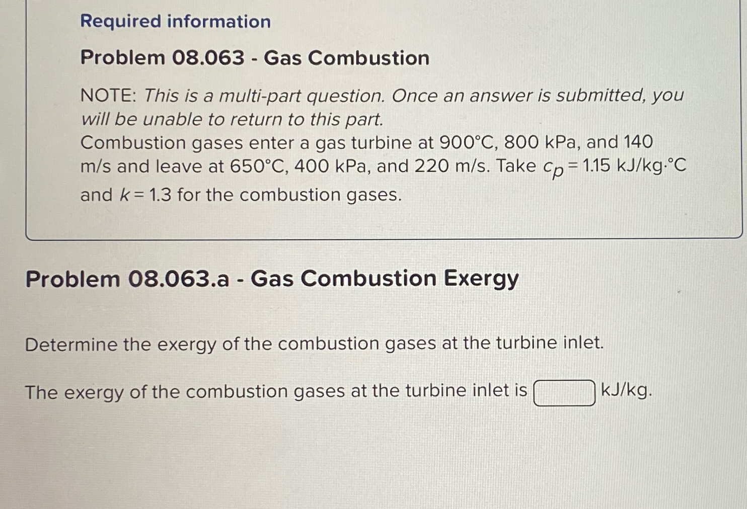 Solved Required informationProblem 08.063 - ﻿Gas | Chegg.com