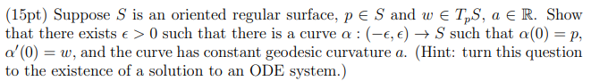 Solved (15pt) ﻿Suppose S ﻿is an oriented regular surface, | Chegg.com