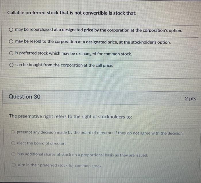 Solved Callable preferred stock that is not convertible is | Chegg.com